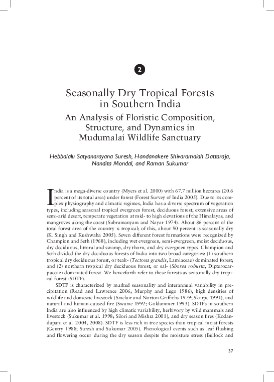 Pdf Seasonally Dry Tropical Forests In Southern India An Analysis Of Floristic Composition
