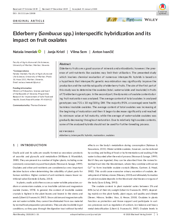 (PDF) Elderberry ( Sambucus spp.) interspecific hybridization and its ...