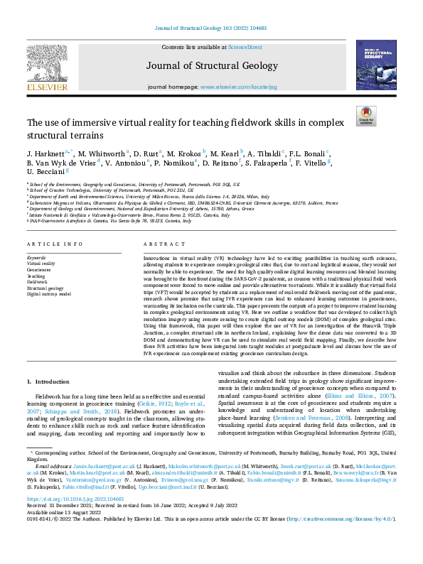 (PDF) The use of immersive virtual reality for teaching fieldwork skills in complex structural ...