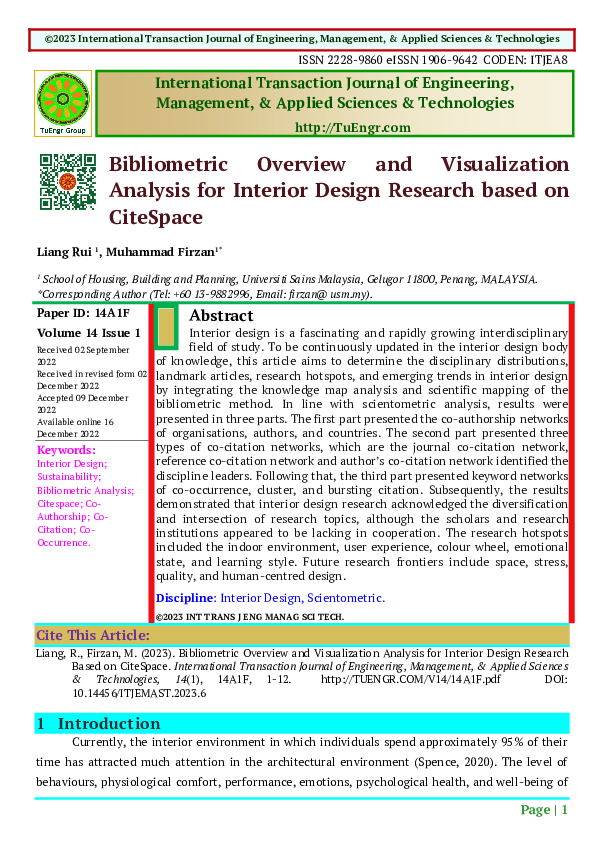 (PDF) Bibliometric Overview and Visualization Analysis for Interior ...