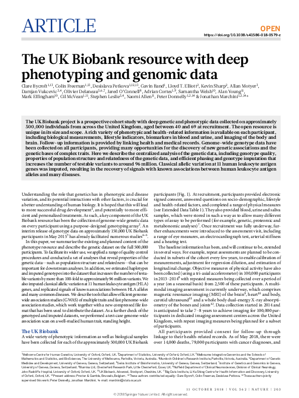 (PDF) The UK Biobank resource with deep phenotyping and genomic data