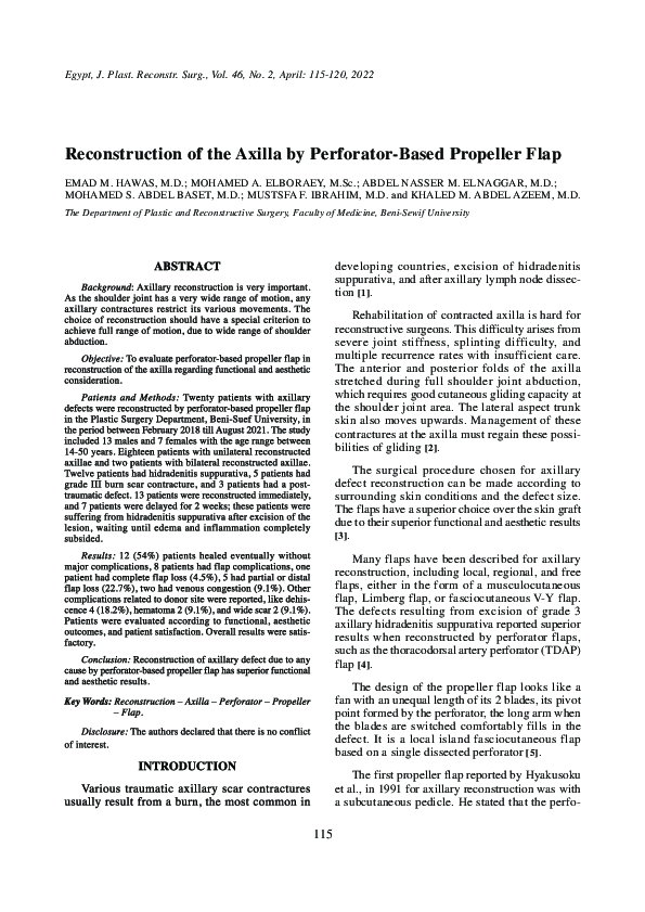 (PDF) Reconstruction of the axilla by perforator-based propeller flap
