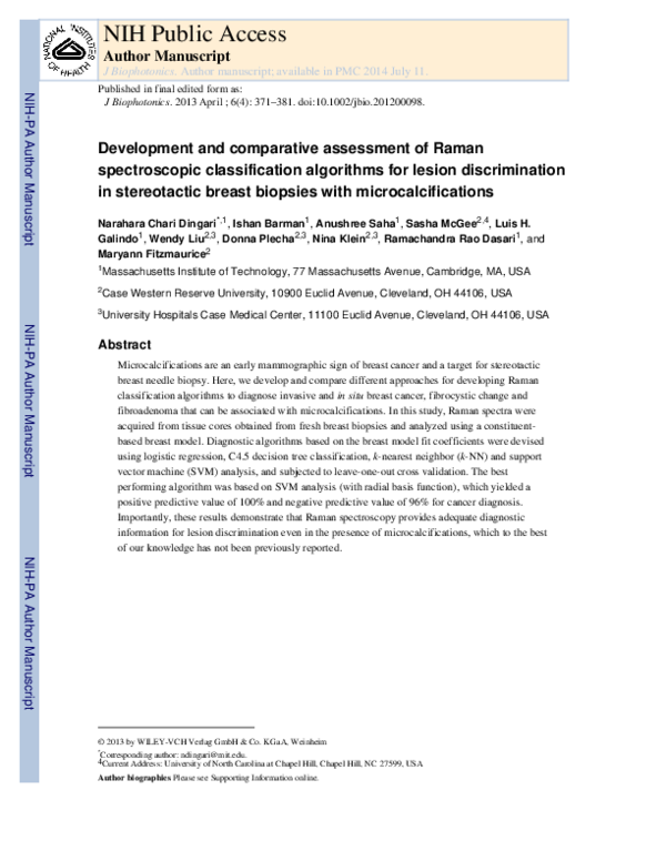 Pdf Development And Comparative Assessment Of Raman Spectroscopic