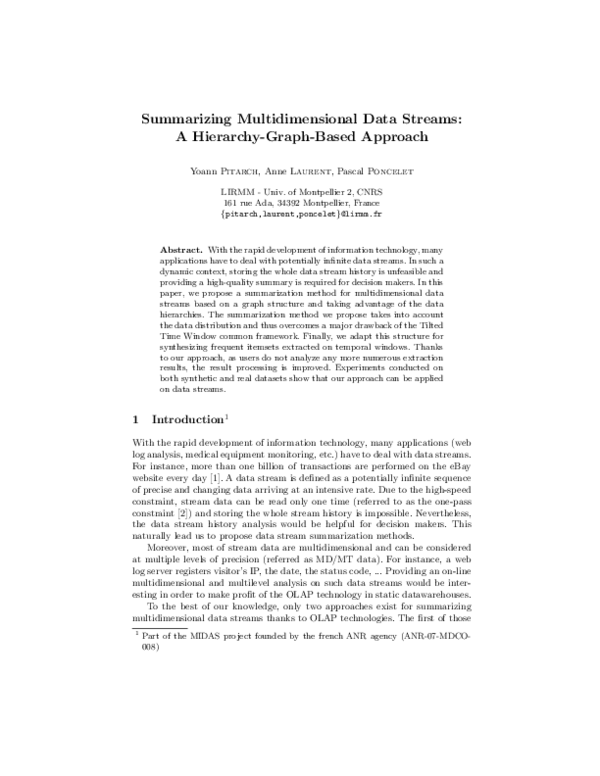 Pdf Summarizing Multidimensional Data Streams A Hierarchy Graph Based Approach Yoann