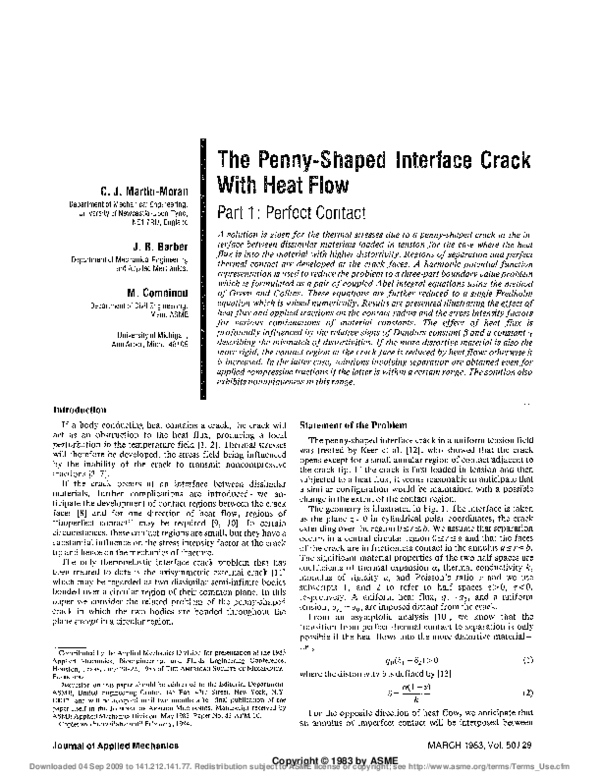 (PDF) The Penny-Shaped Interface Crack With Heat Flow