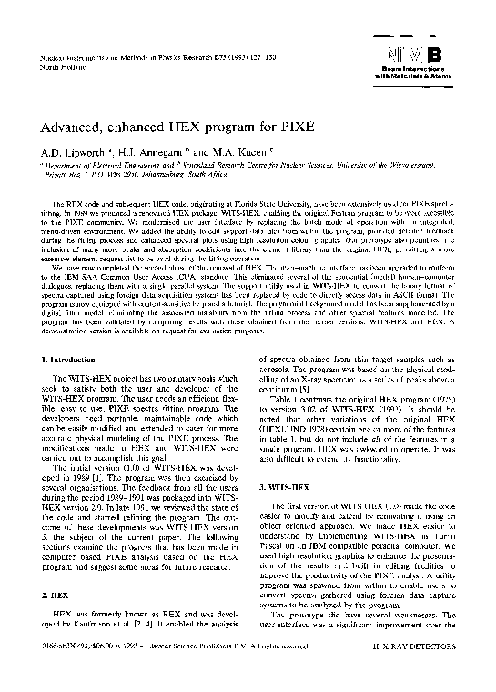 (PDF) Advanced, enhanced HEX program for PIXE