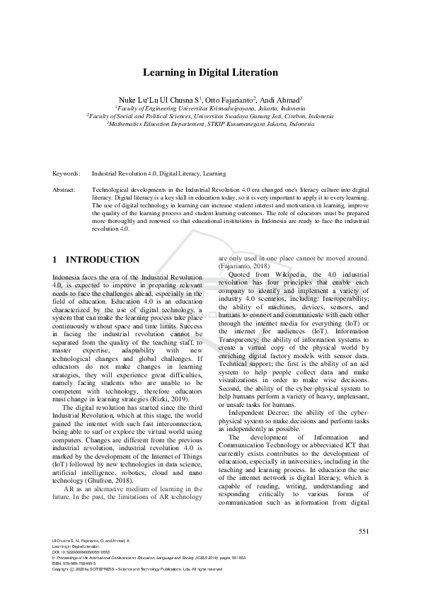 (PDF) Learning in Digital Literation