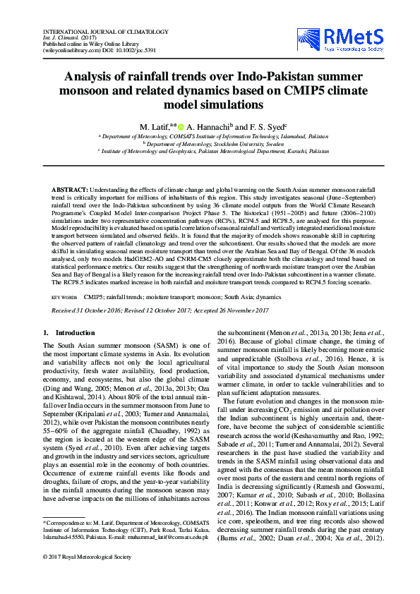 (PDF) Analysis of rainfall trends over Indo-Pakistan summer monsoon and related dynamics based ...