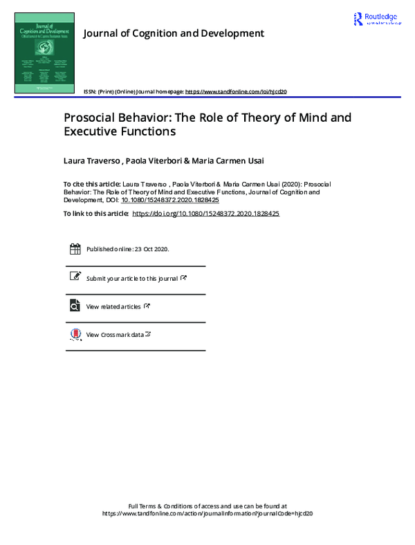 (PDF) Prosocial Behavior: The Role of Theory of Mind and Executive Functions