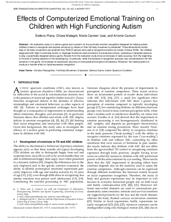 (PDF) Effects of Computerized Emotional Training on Children with High ...