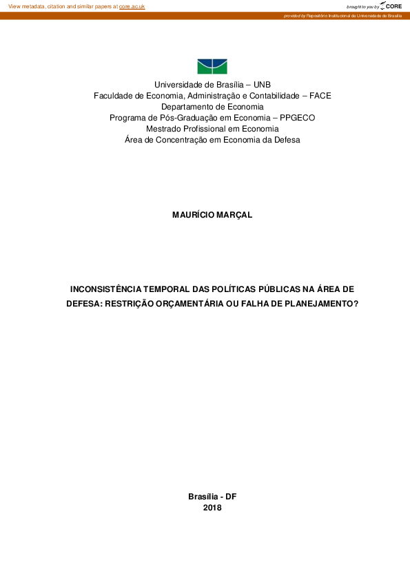 (PDF) Inconsistência temporal das políticas públicas na área de defesa ...