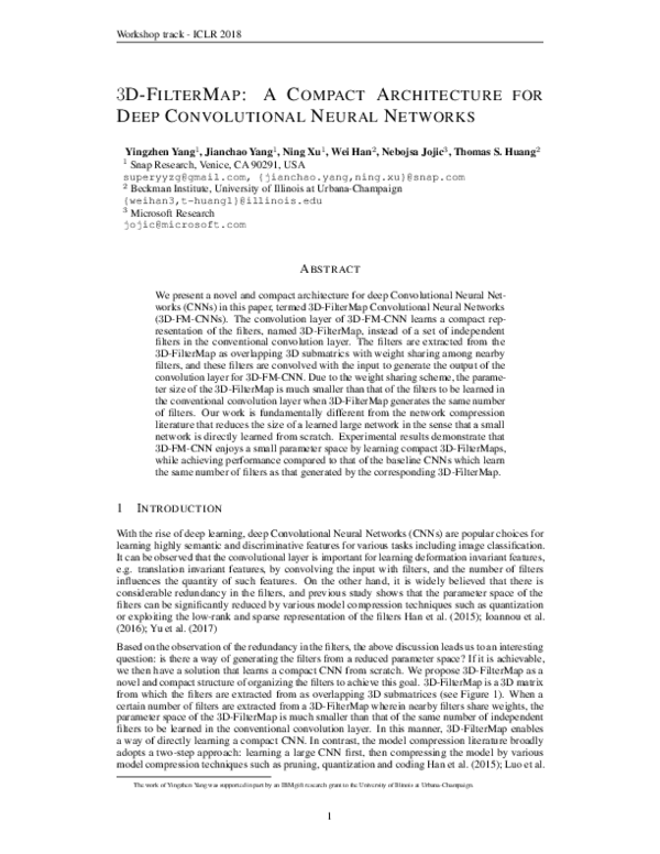 (PDF) 3D-FilterMap: A Compact Architecture for Deep Convolutional Neural Networks