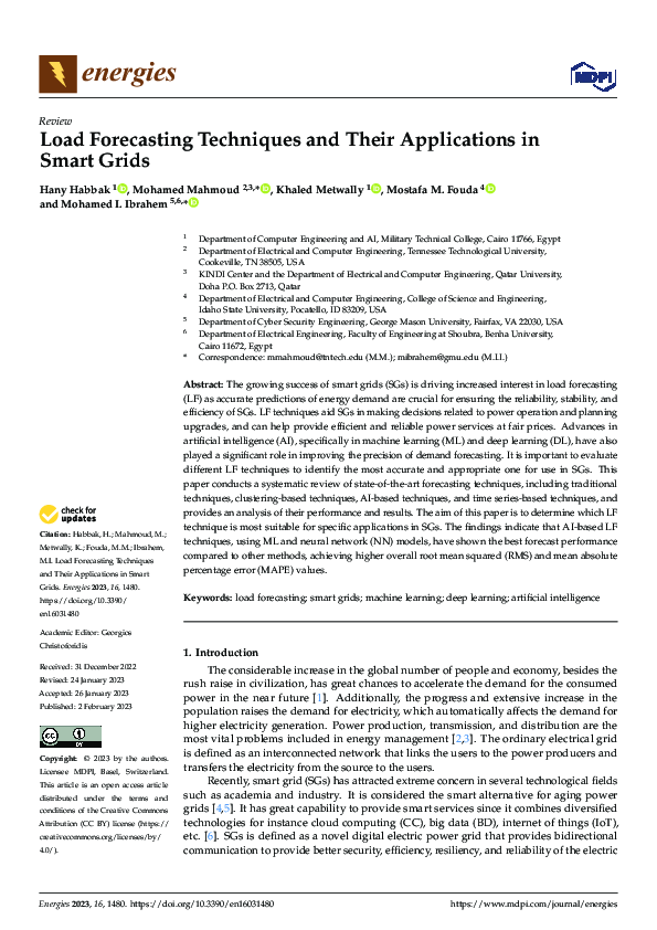 (PDF) Load Forecasting Techniques and Their Applications in Smart Grids