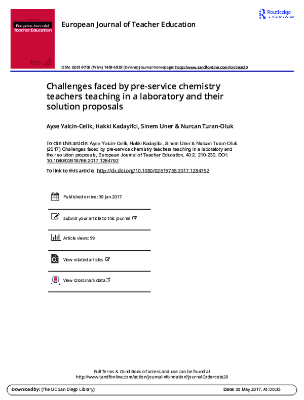 (PDF) Challenges faced by pre-service chemistry teachers teaching in a laboratory and their ...