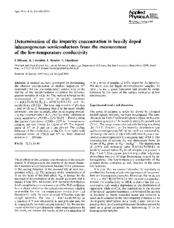 (PDF) Determination of the impurity concentration in heavily doped ...