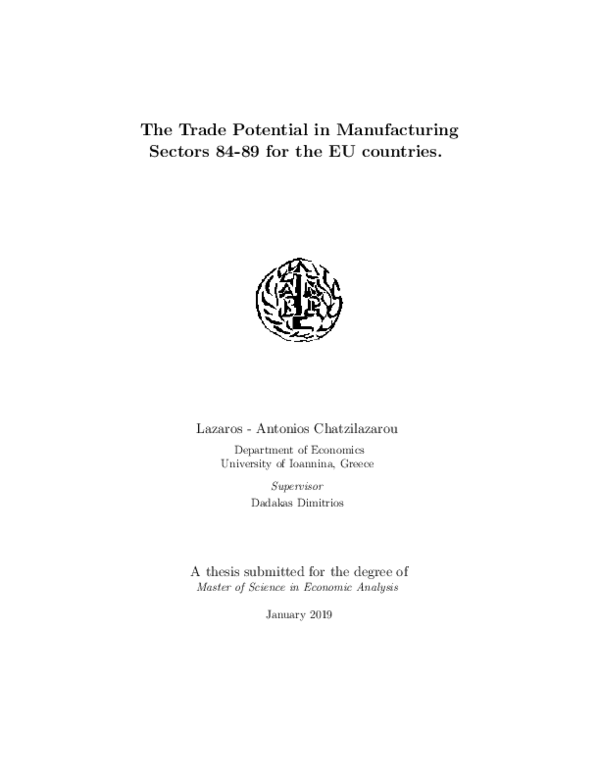 (PDF) The trade potential in manufacturing sectors 84-89 for the EU ...