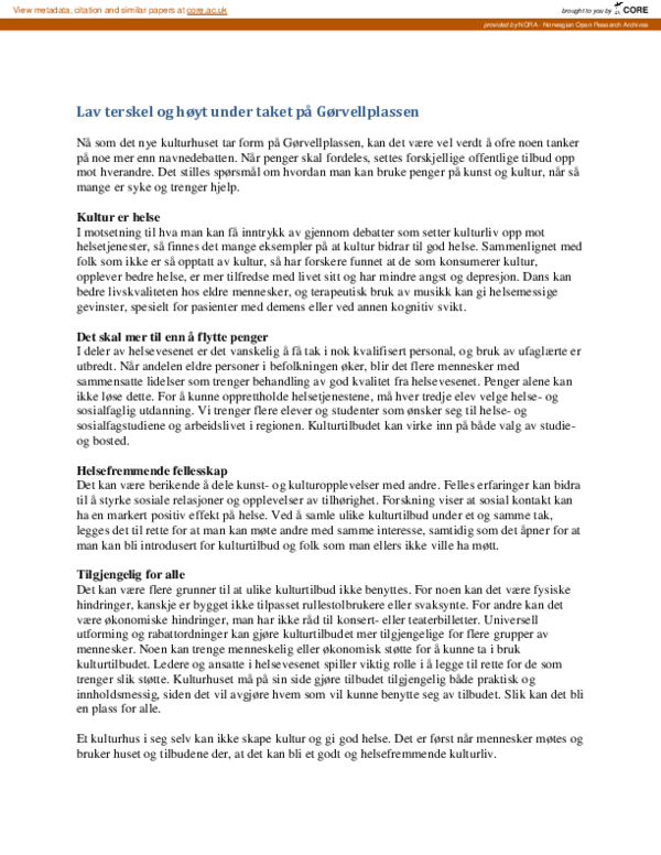 (PDF) Lav tersekel og høyt under taket på Gørvellplassen | Ragnhild Sættem - Academia.edu