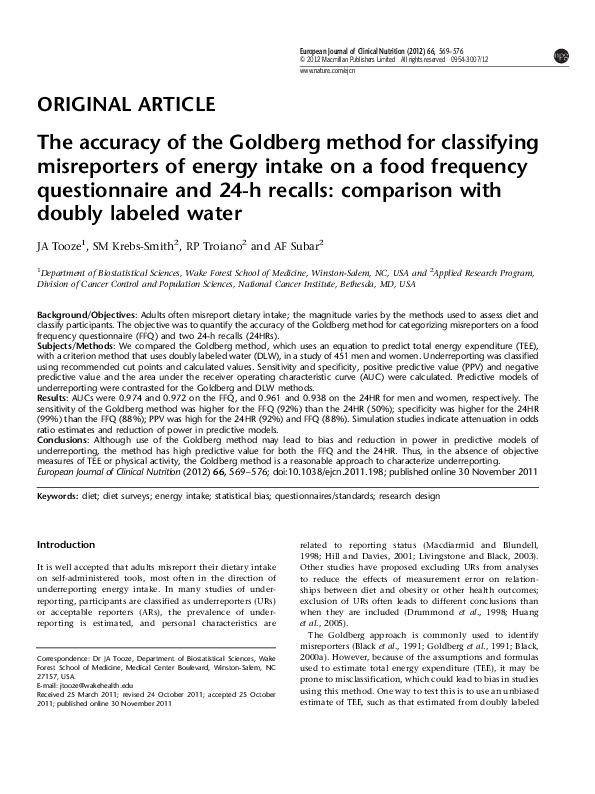 (PDF) The accuracy of the Goldberg method for classifying misreporters ...