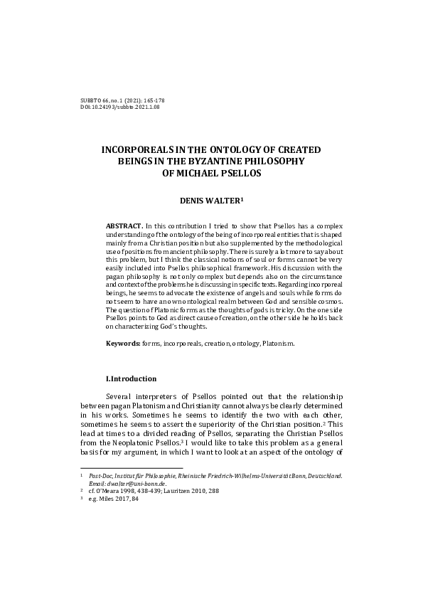 (PDF) Incorporeals in the Ontology of Created Beings in the Byzantine ...