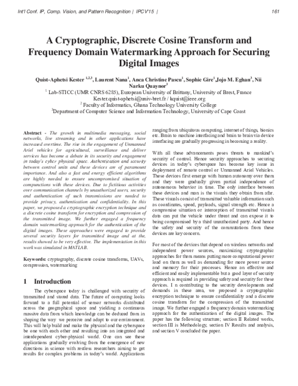 A Cryptographic Discrete Cosine Transform And Frequency Domain 3404