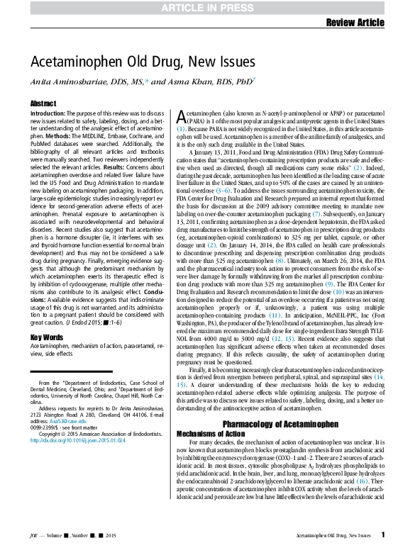 (PDF) Acetaminophen Old Drug, New Issues
