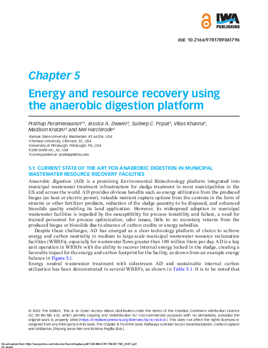(PDF) Energy and resource recovery using the anaerobic digestion platform