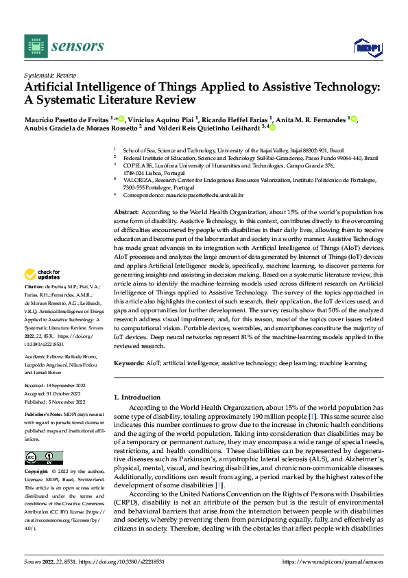(PDF) Artificial Intelligence of Things Applied to Assistive Technology ...
