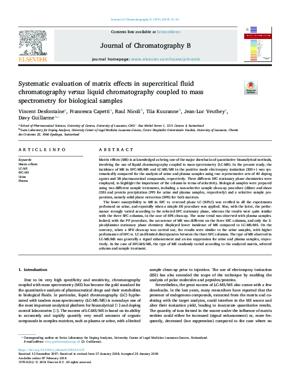 (PDF) Systematic evaluation of matrix effects in supercritical fluid chromatography versus ...
