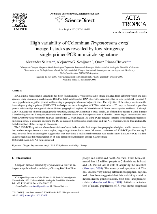 (PDF) High variability of Colombian Trypanosoma cruzi lineage I stocks ...