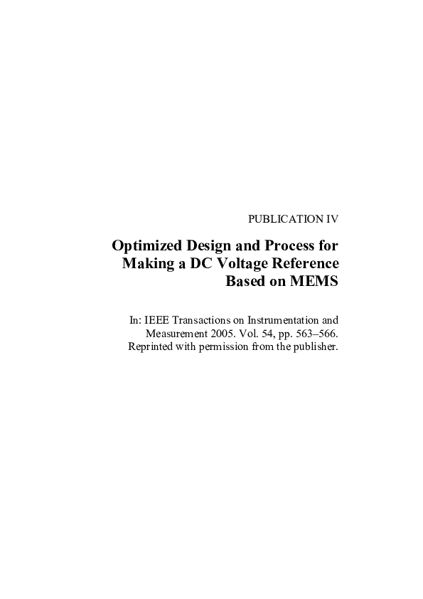 (PDF) Optimized Design and Process for Making a DC Voltage Reference ...