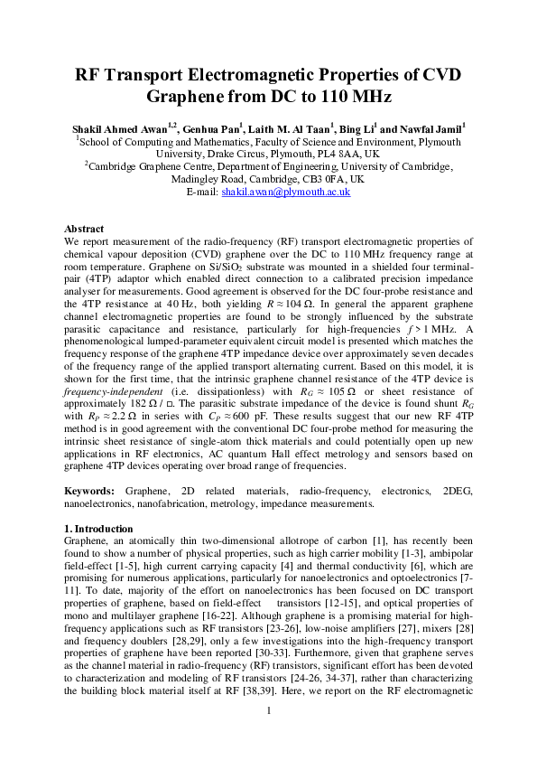 (PDF) Radio-frequency transport Electromagnetic Properties of chemical vapour deposition ...