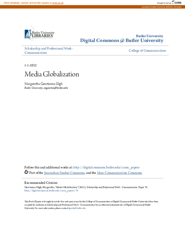 (PDF) Media Globalization