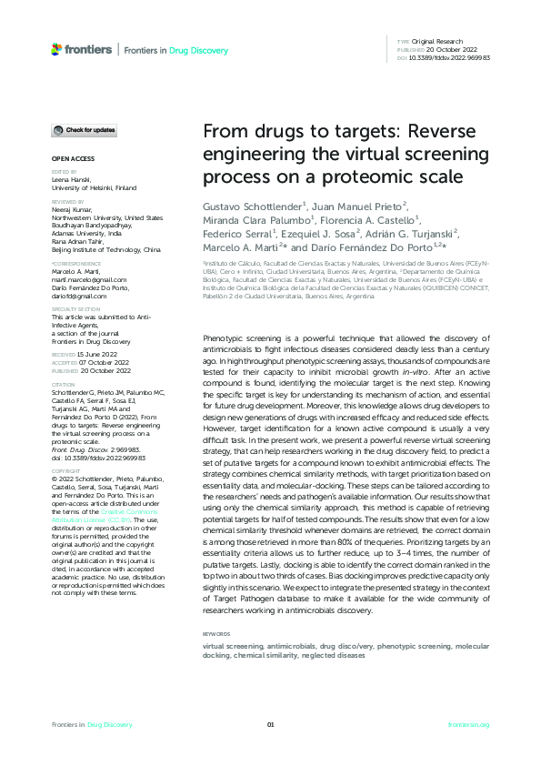 (PDF) From drugs to targets: Reverse engineering the virtual screening process on a proteomic scale