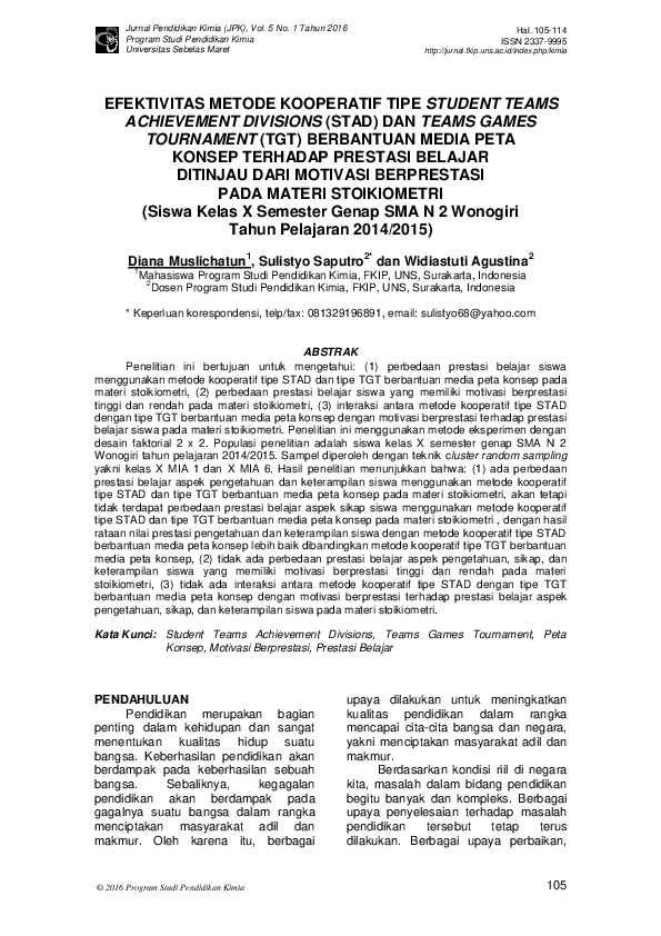 (PDF) EFEKTIVITAS METODE KOOPERATIF TIPE STUDENT TEAMS ACHIEVEMENT DIVISIONS (STAD) DAN TEAMS ...