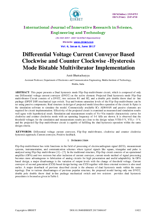 (PDF) Differential Voltage Current Conveyor Based Clockwise and Counter ...