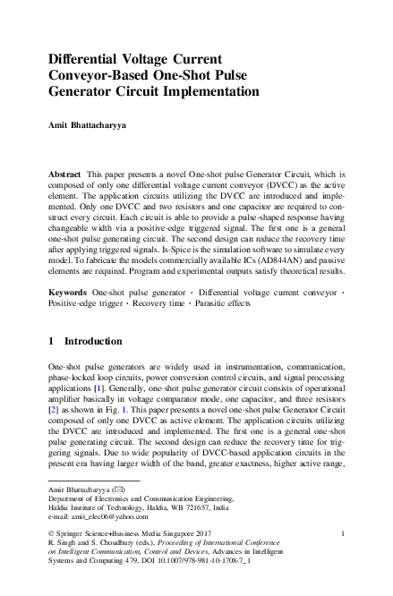 (PDF) Differential Voltage Current Conveyor Based One-Shot Pulse ...