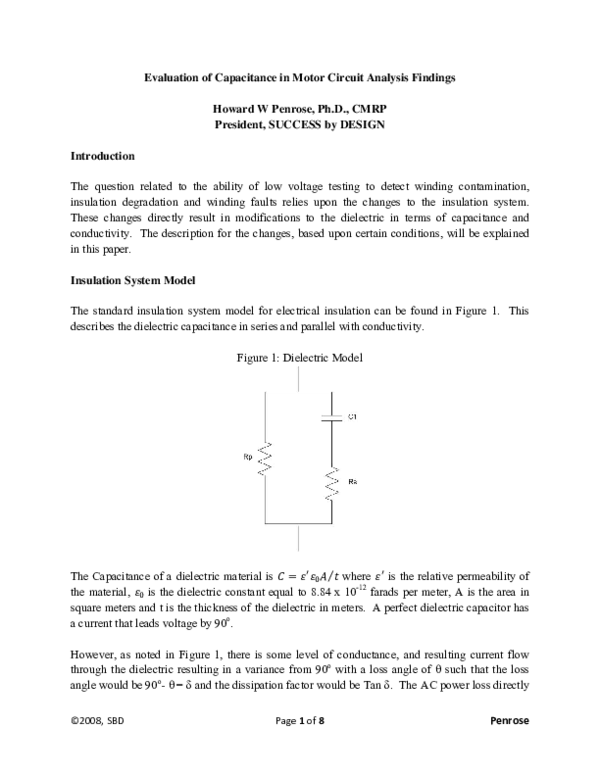 (PDF) Evaluation of Capacitance in Motor Circuit Analysis Findings
