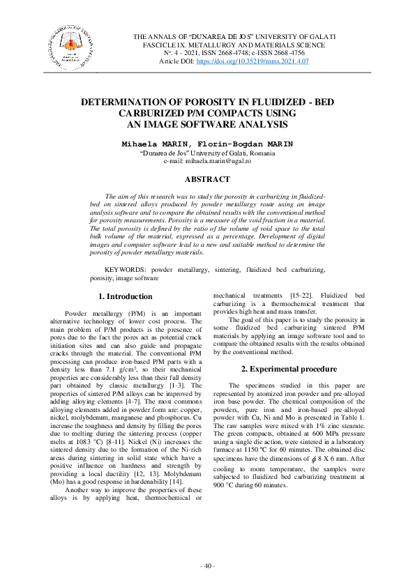 (PDF) Determination of Porosity in Fluidized-Bed Carburized P/M ...