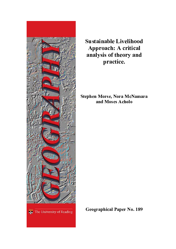 (PDF) Sustainable livelihood approach: a critical analysis of theory ...