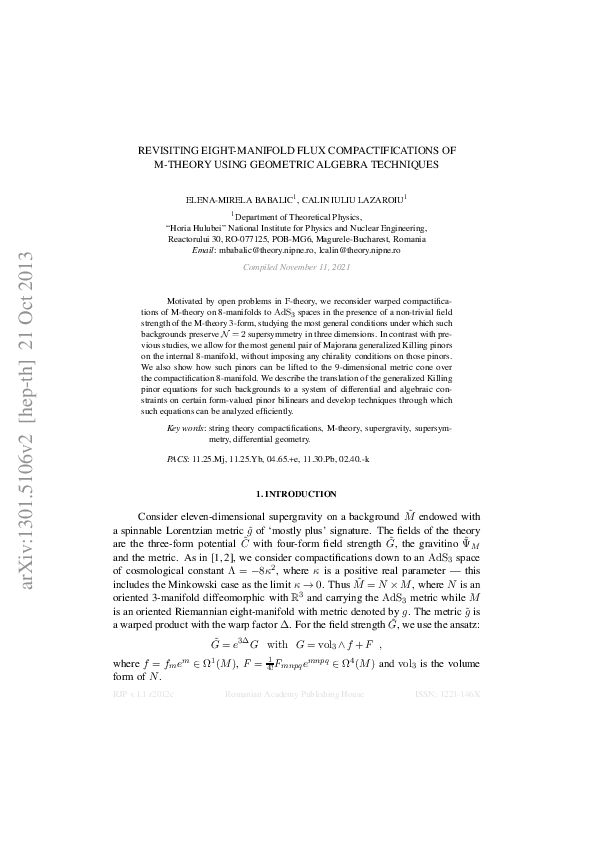 (PDF) Revisiting eight-manifold flux compactifications of M-theory ...