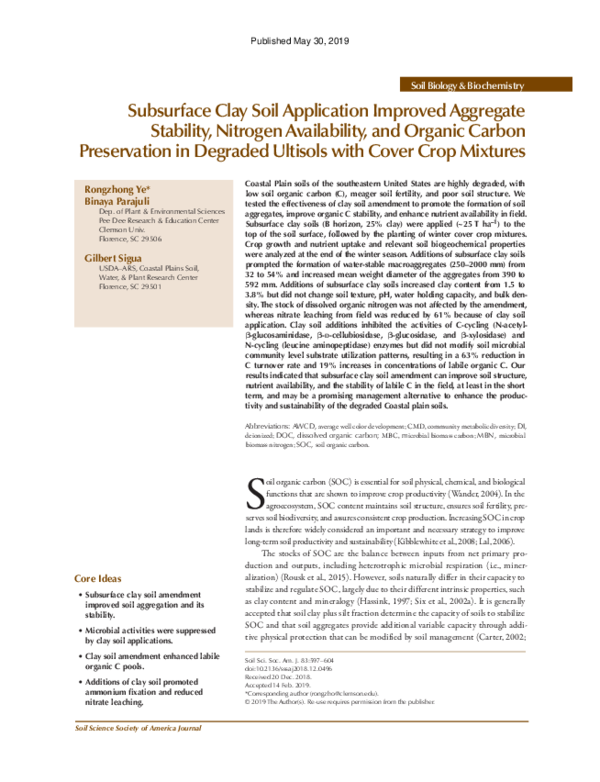 (PDF) Subsurface Clay Soil Application Improved Aggregate Stability ...