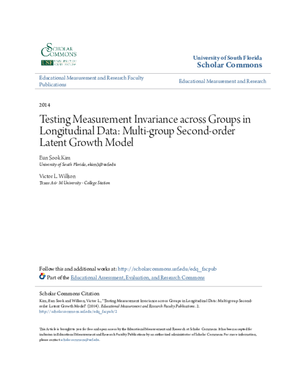 (PDF) Testing Measurement Invariance Across Groups in Longitudinal Data ...