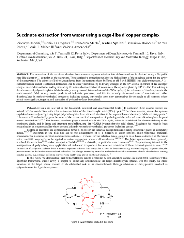 (PDF) Liquid-liquid extraction of succinate using a dicopper cryptate ...