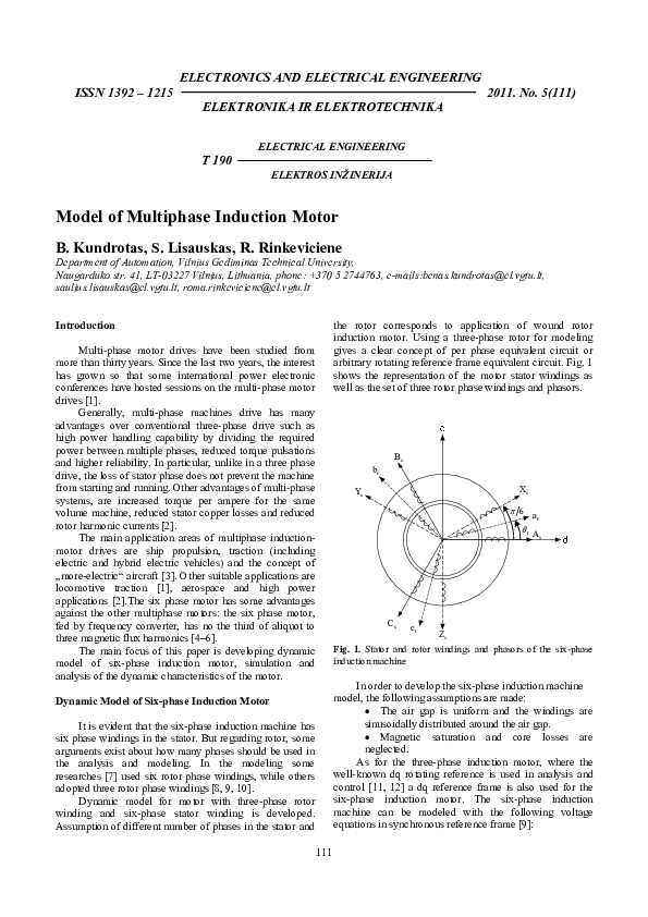 (PDF) Model of Multiphase Induction Motor