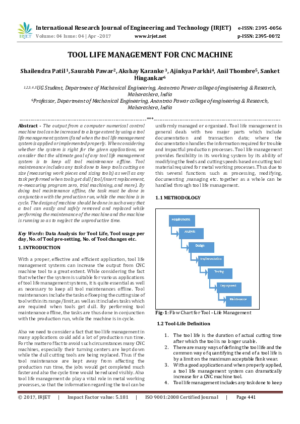 (PDF) Tool Life Management for CNC Machine