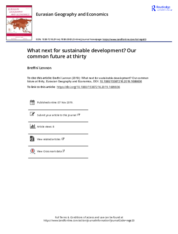 (PDF) What next for sustainable development? Our Common Future at Thirty