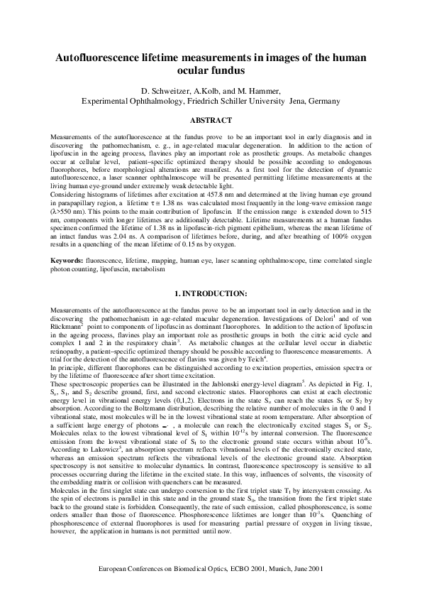 (PDF) Autofluorescence lifetime measurements in images of the human ...