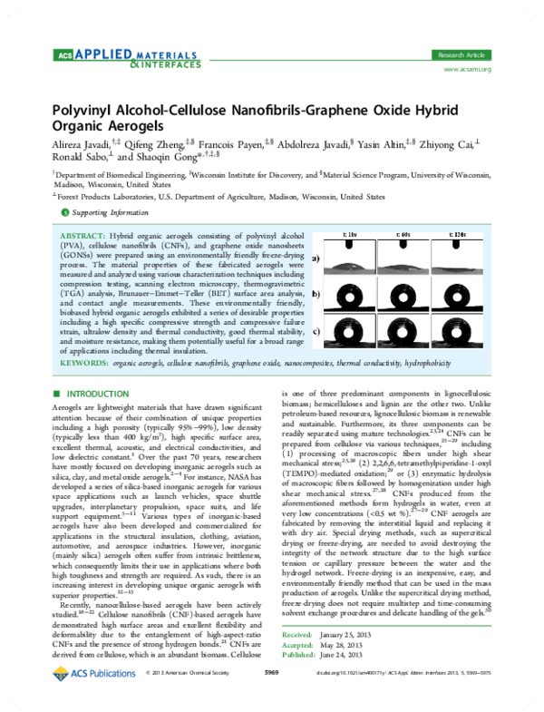 (PDF) Polyvinyl Alcohol-Cellulose Nanofibrils-Graphene Oxide Hybrid Organic Aerogels