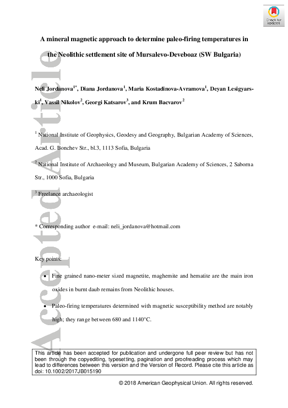 (PDF) A Mineral Magnetic Approach to Determine Paleo‐Firing ...