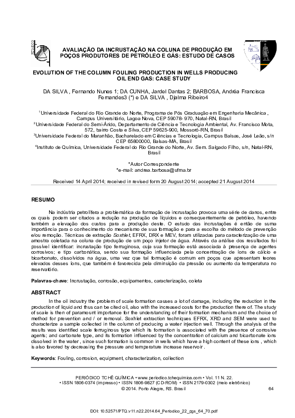 (PDF) Evolution of the Column Fouling Production in Wells Producing Oil ...